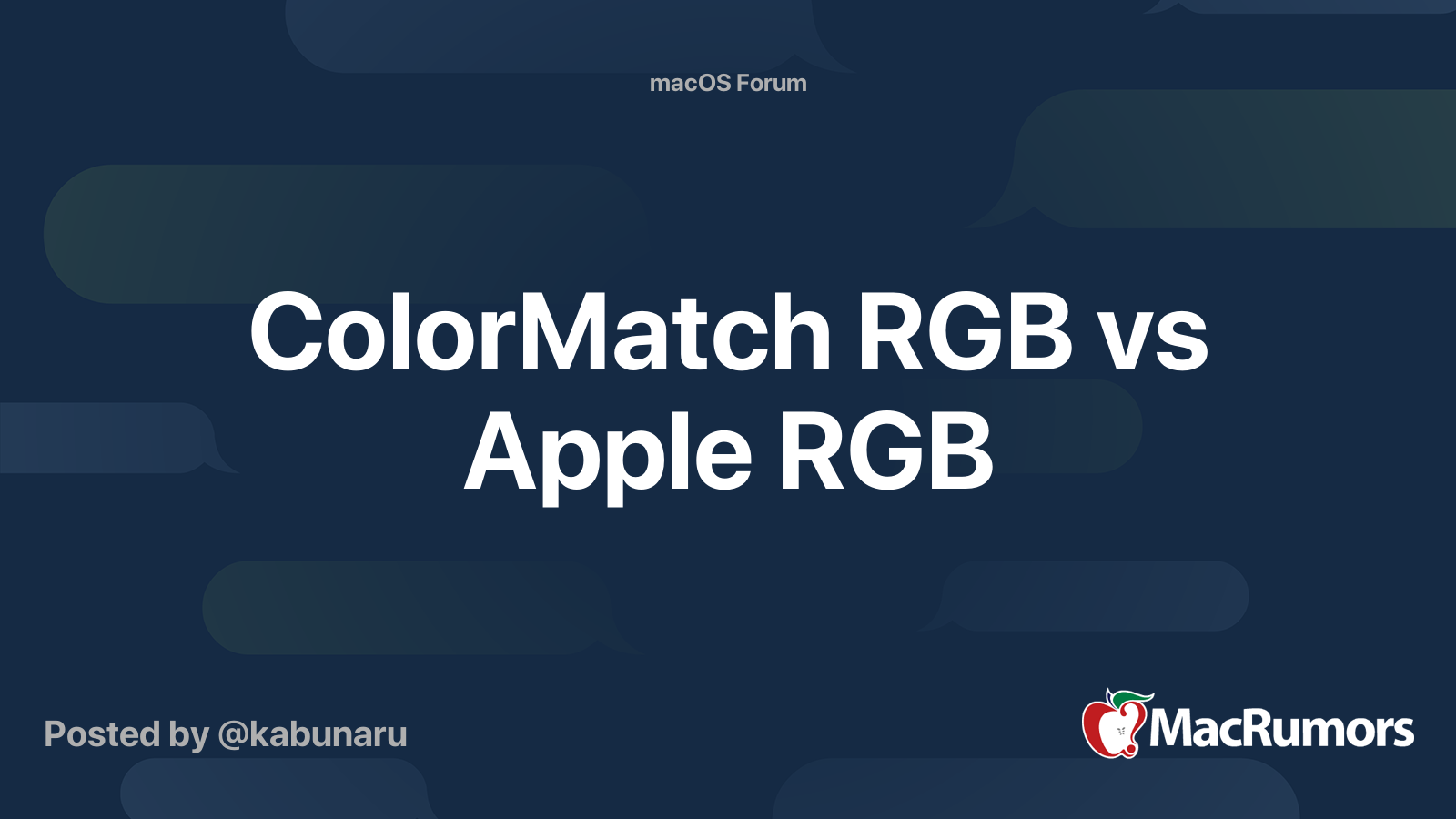 ColorMatch RGB vs Apple RGB | MacRumors Forums