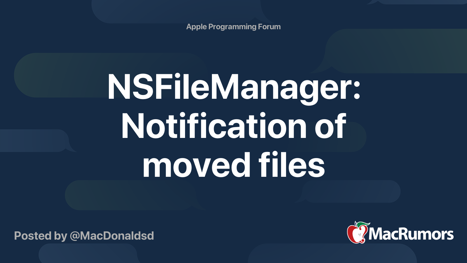 NSFileManager: Notification of moved files | MacRumors Forums