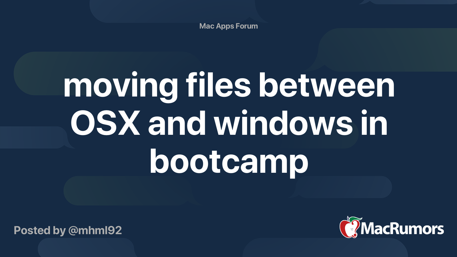 moving files between OSX and windows in bootcamp | MacRumors Forums