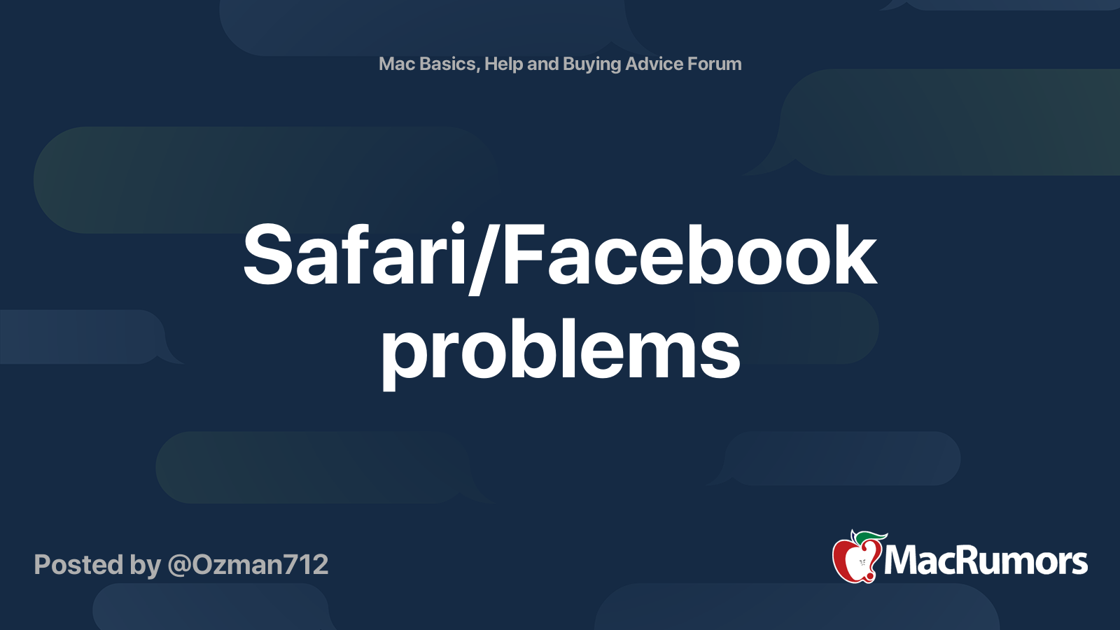 Safari/Facebook problems | MacRumors Forums