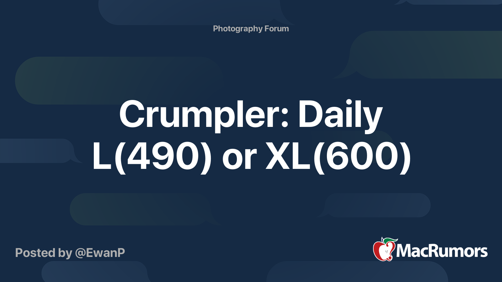Crumpler: Daily L(490) or XL(600) | MacRumors Forums