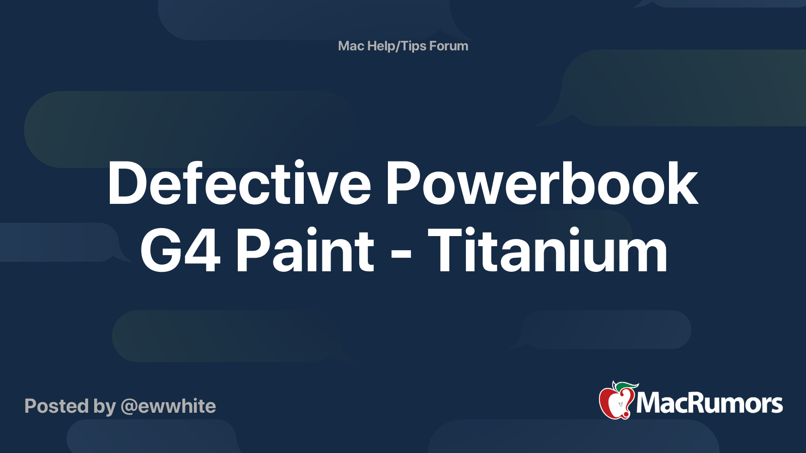 Defective Powerbook G4 Paint - Titanium | MacRumors Forums