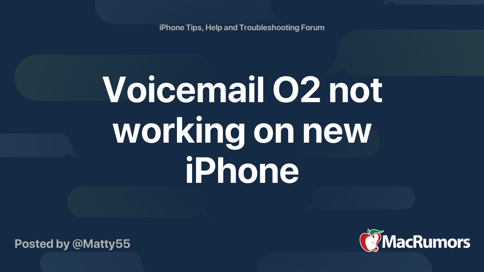 Voicemail O2 not working on new iPhone | MacRumors Forums