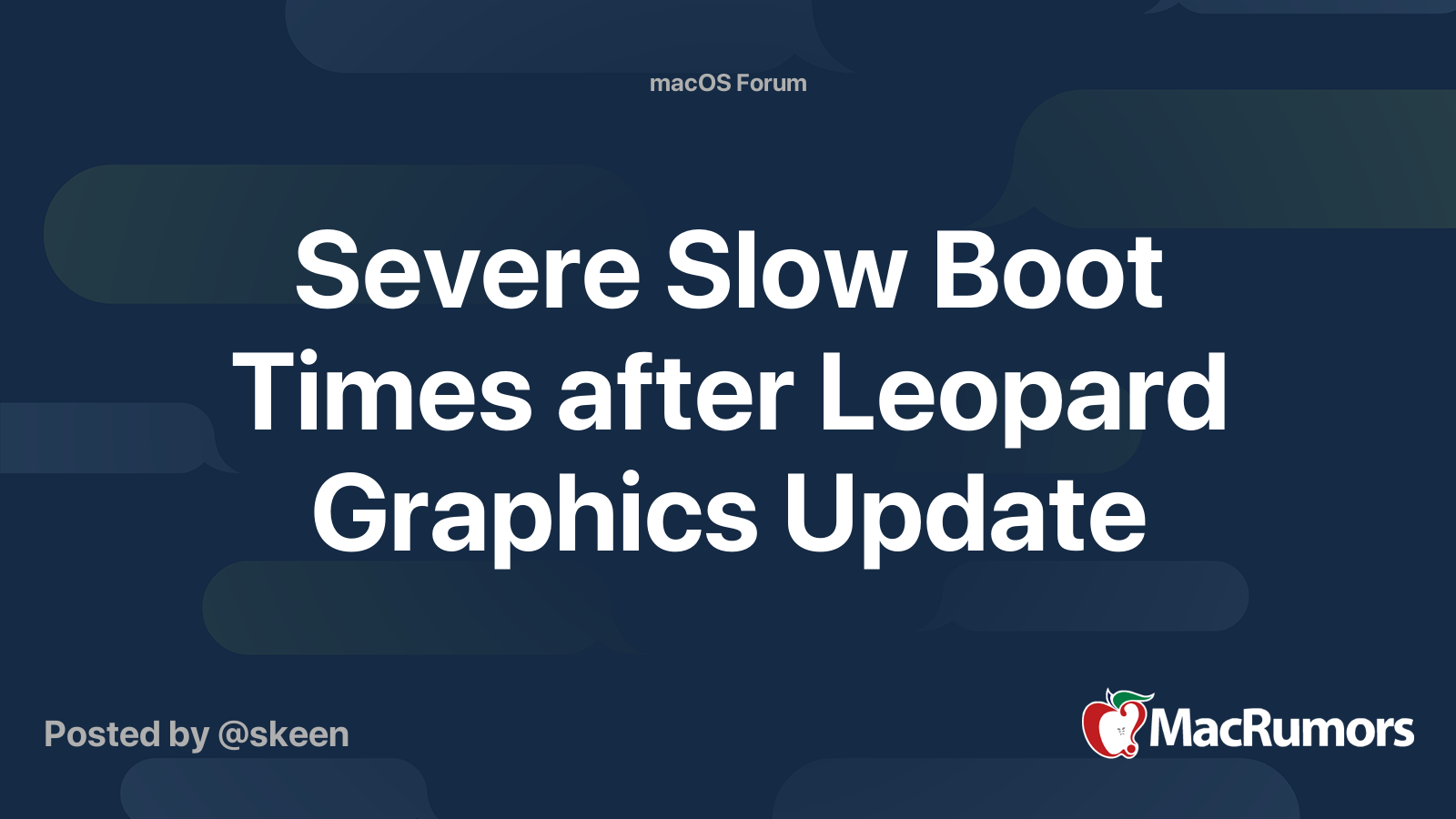 Severe Slow Boot Times after Leopard Graphics Update | MacRumors Forums