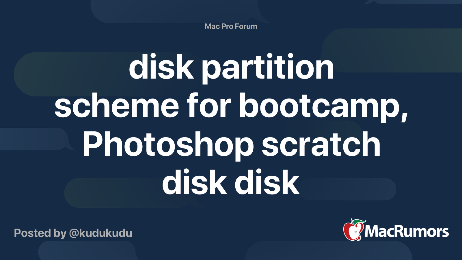 disk partition scheme for bootcamp, Photoshop scratch disk disk | MacRumors Forums