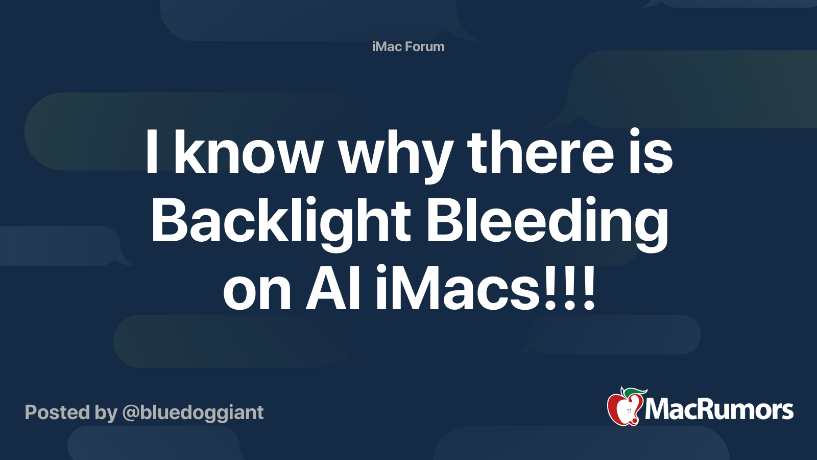 I know why there is Backlight Bleeding on Al iMacs!!! | MacRumors Forums
