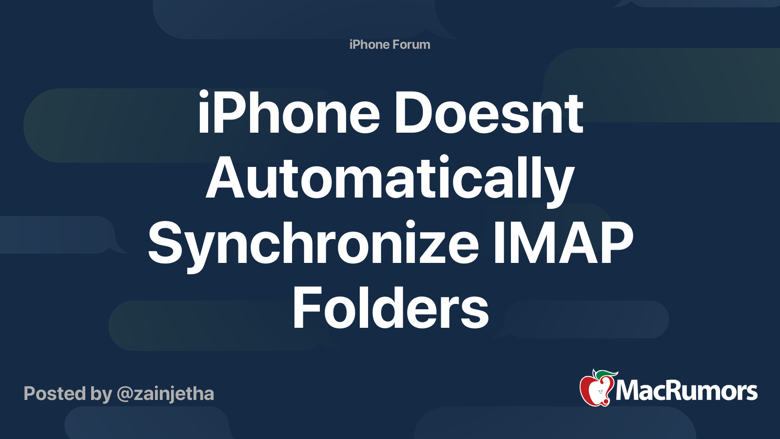 Iphone Doesnt Automatically Synchronize Imap Folders Macrumors Forums