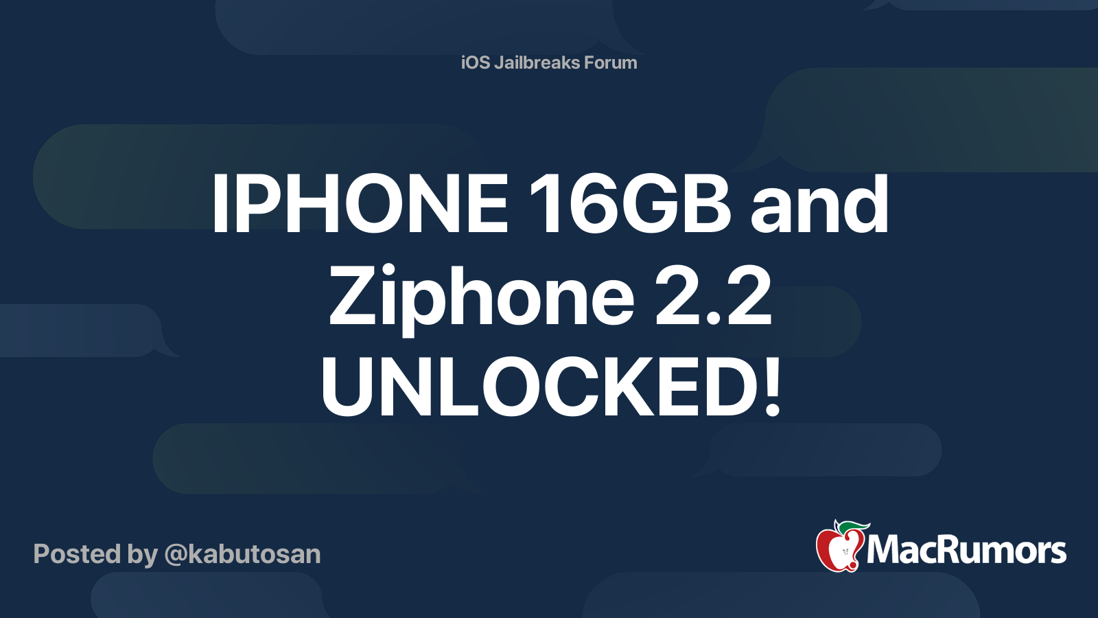IPHONE 16GB and Ziphone 2.2 UNLOCKED! | MacRumors Forums