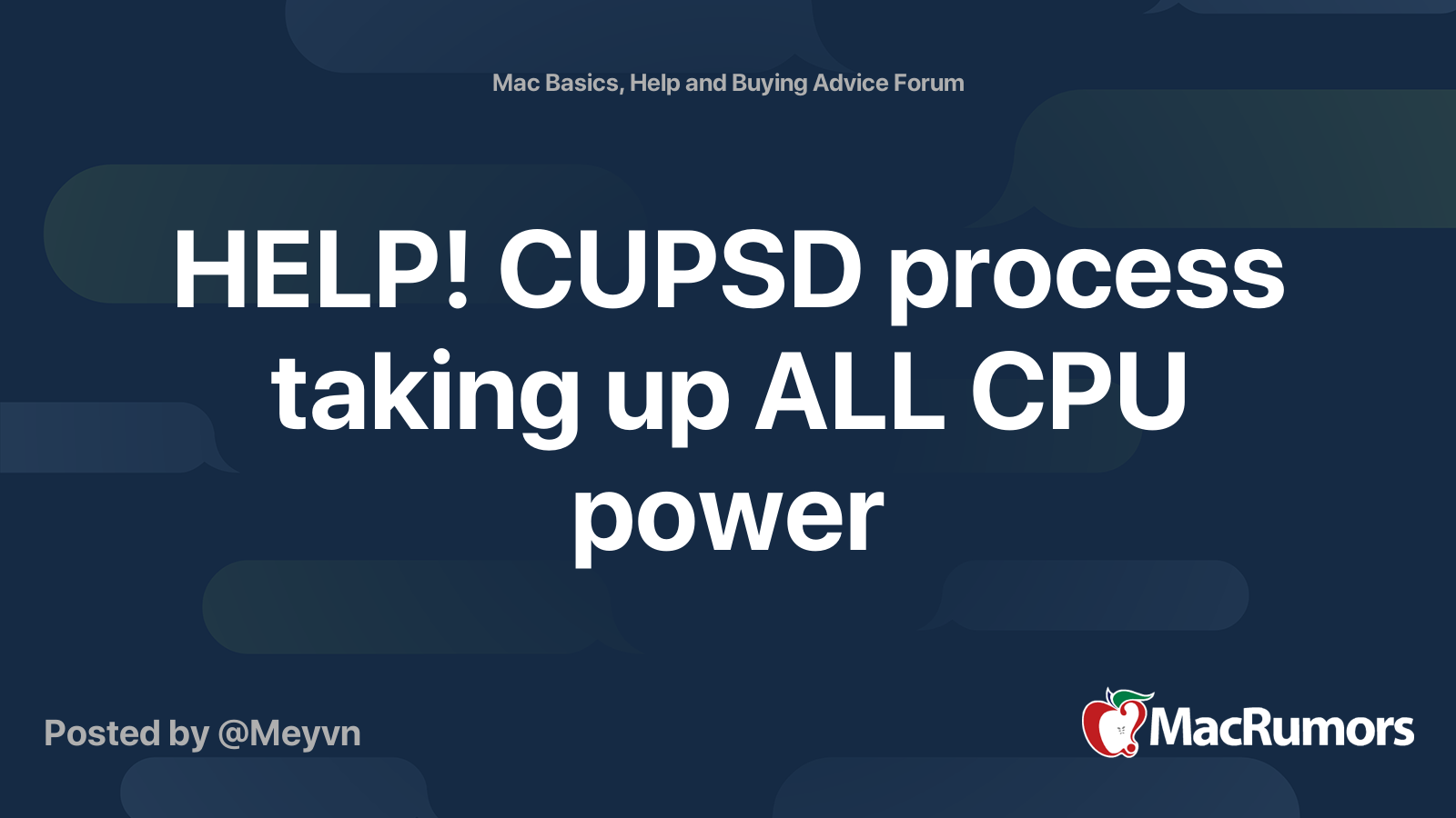 HELP! CUPSD process taking up ALL CPU power | MacRumors Forums