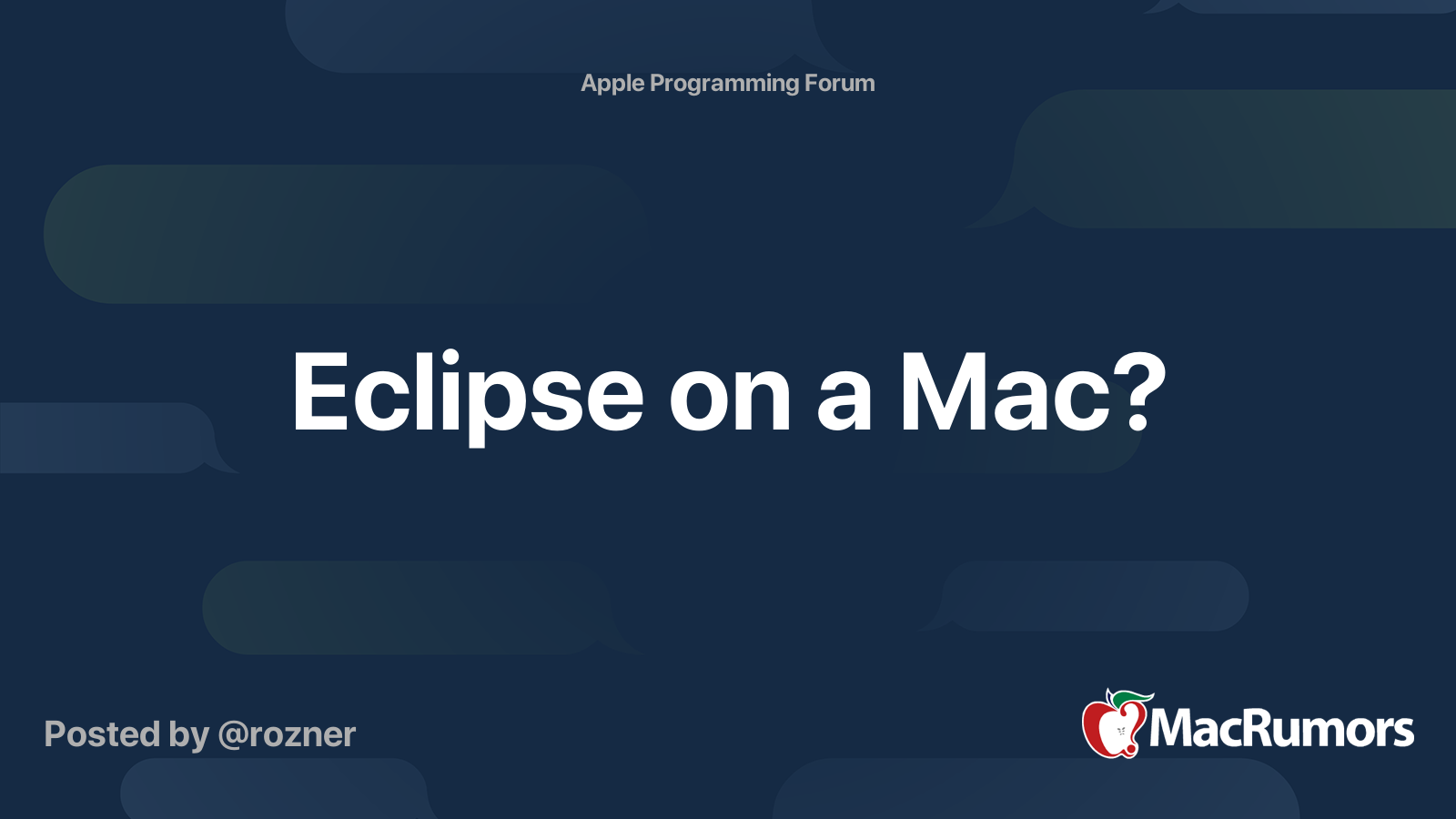 Eclipse on a Mac? | MacRumors Forums