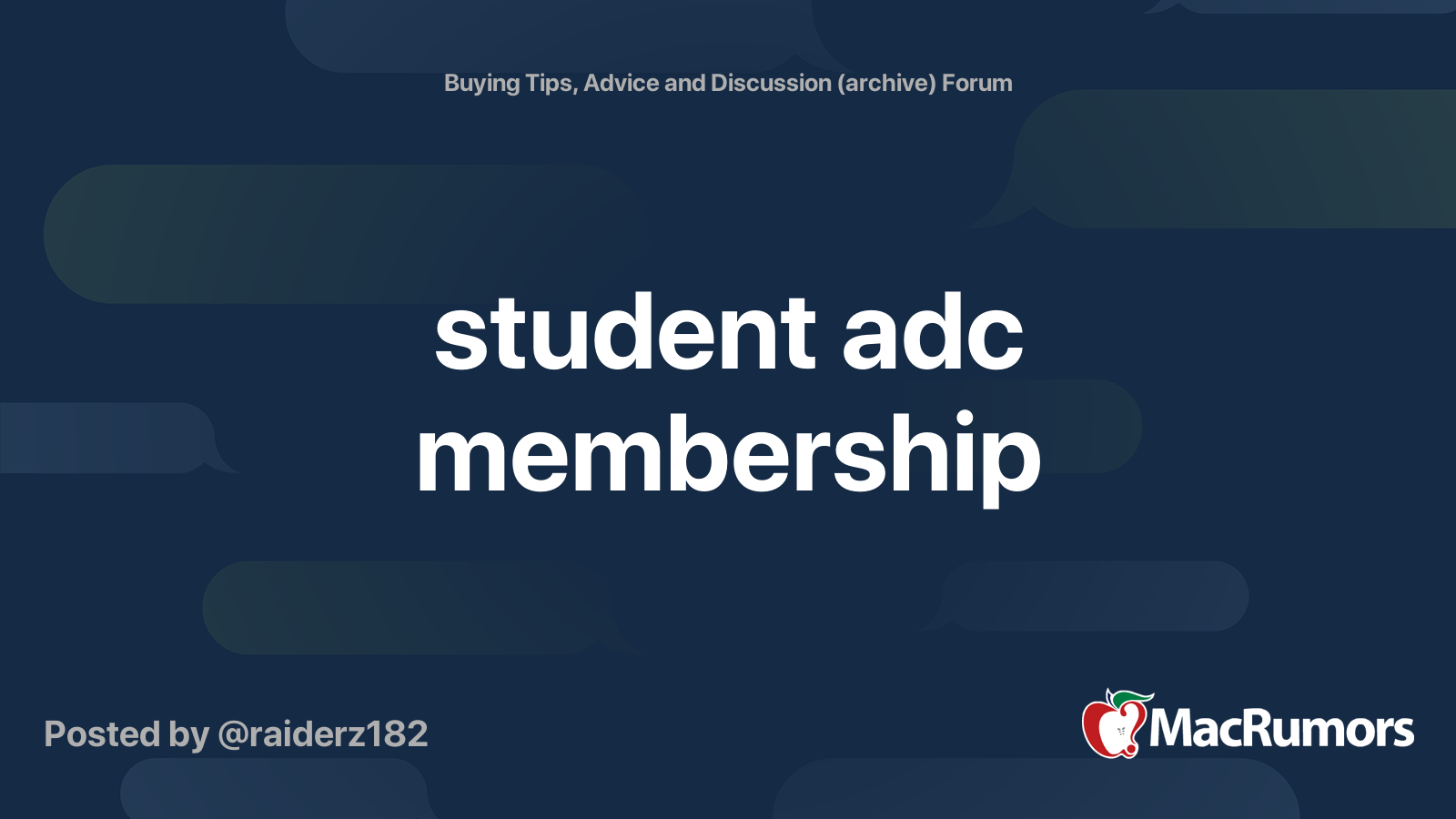 student adc membership | MacRumors Forums