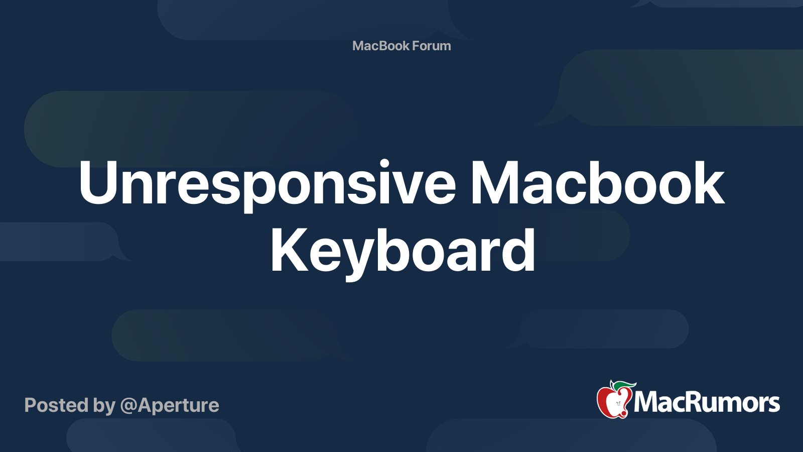 Unresponsive Macbook Keyboard | MacRumors Forums