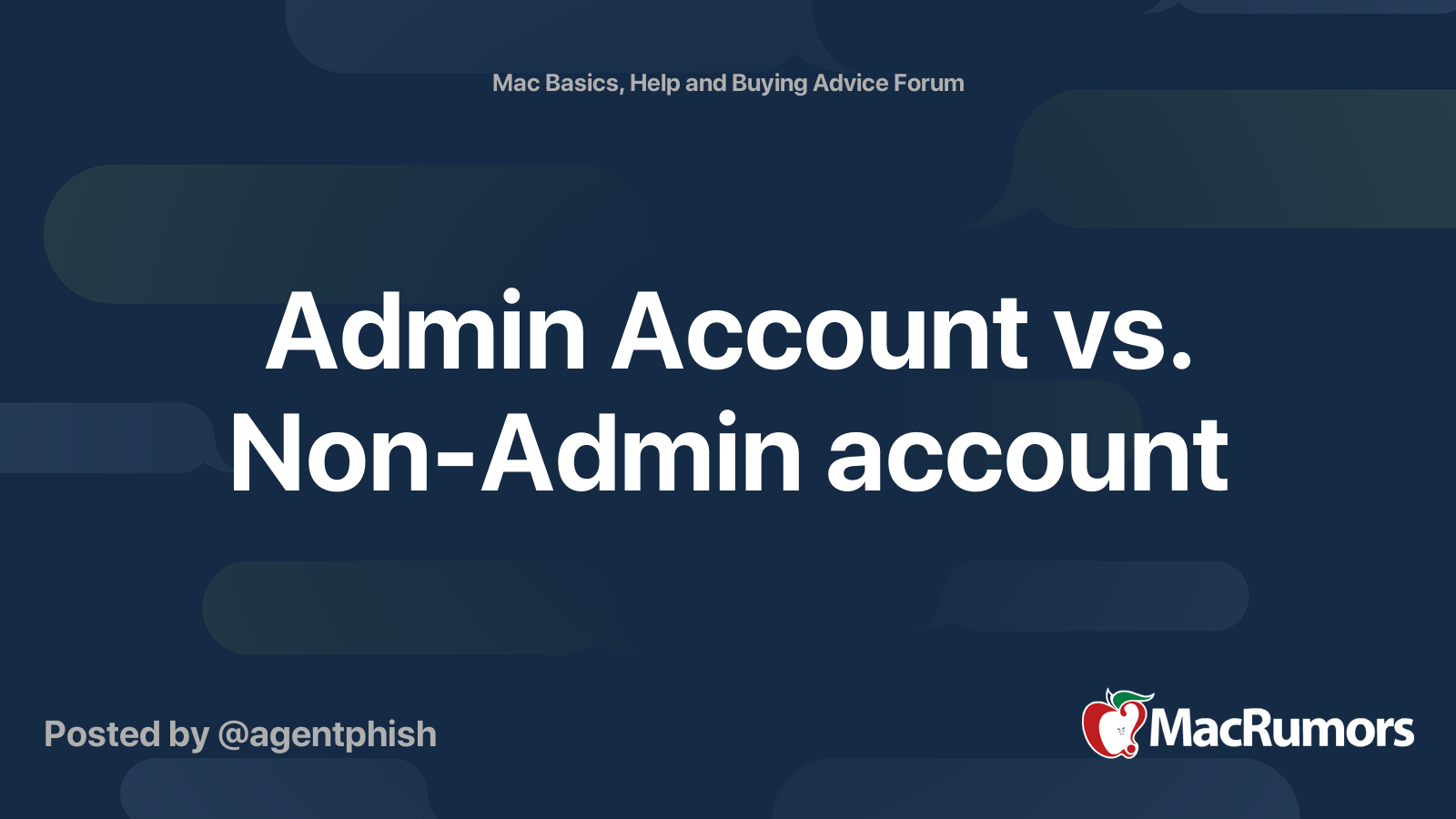Admin Account vs. Non-Admin account | MacRumors Forums