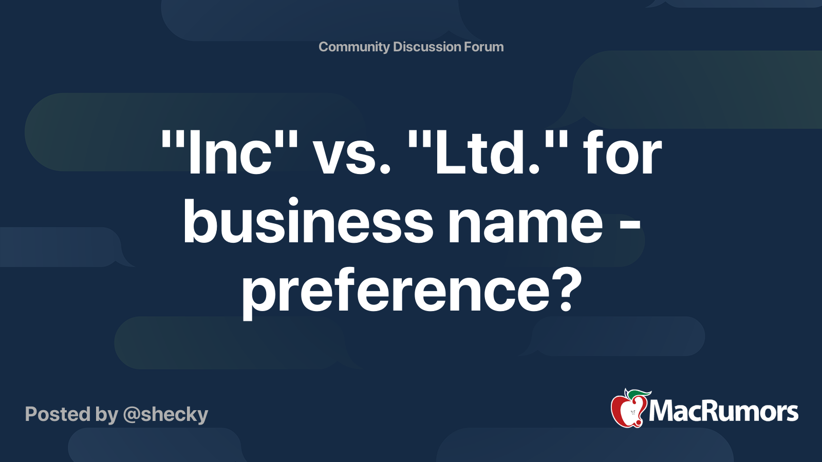 "Inc" vs. "Ltd." for business name - preference? | MacRumors Forums