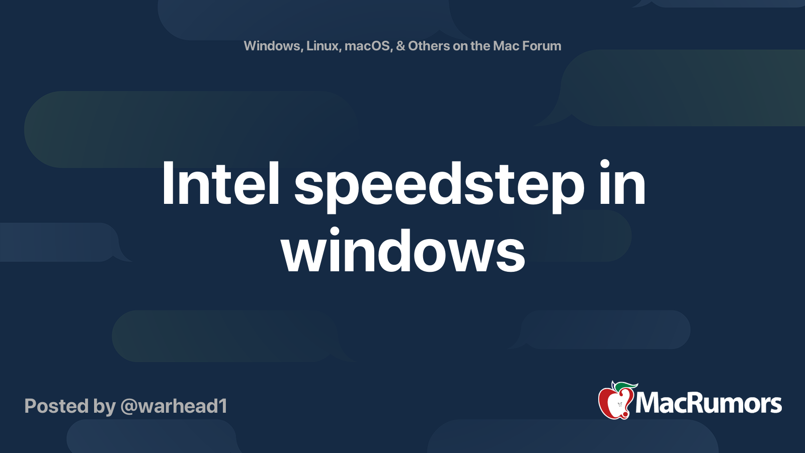 Intel speedstep in windows | MacRumors Forums