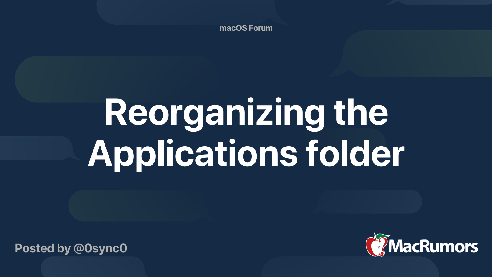 Reorganizing the Applications folder | MacRumors Forums