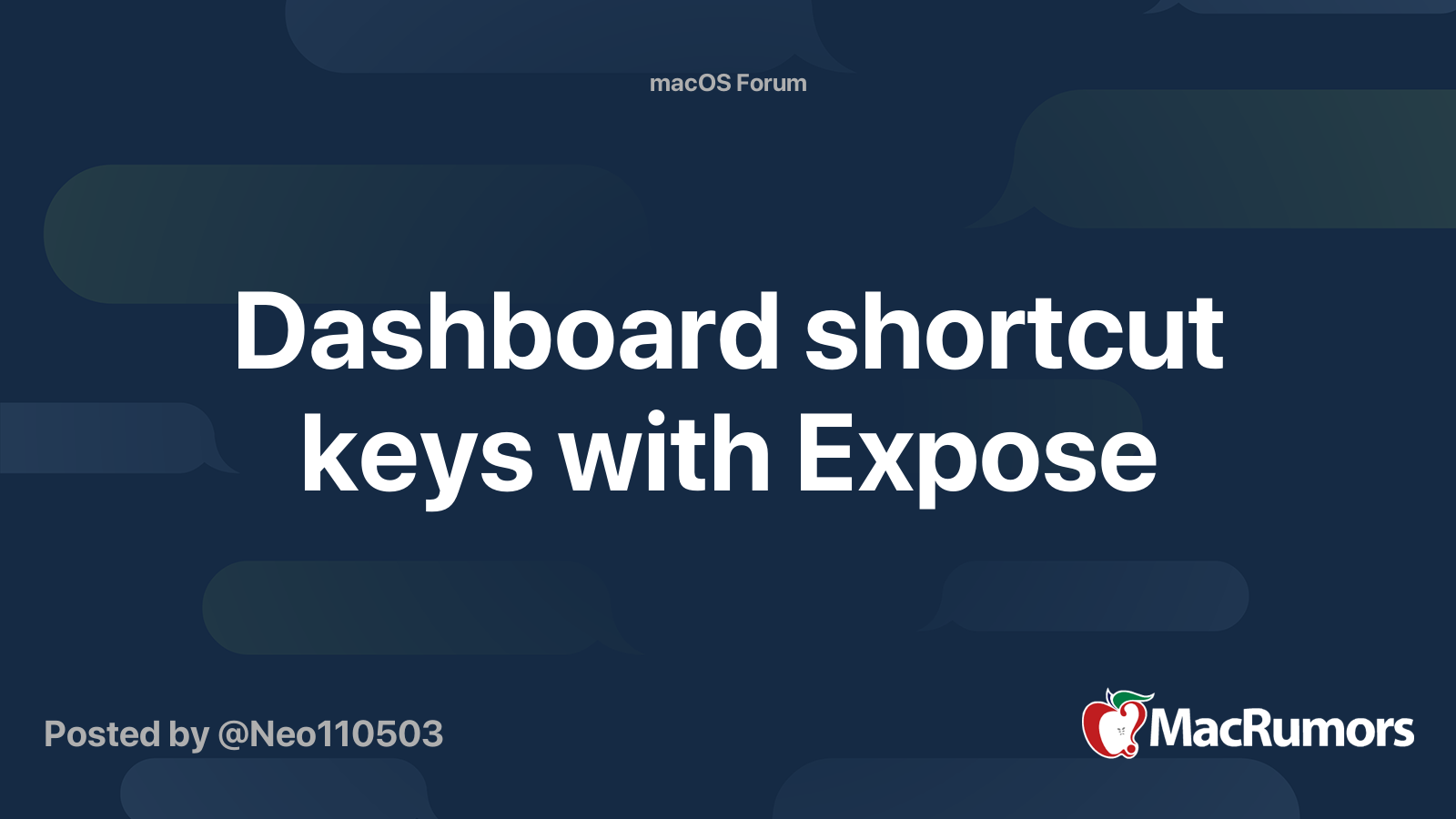 Dashboard shortcut keys with Expose | MacRumors Forums