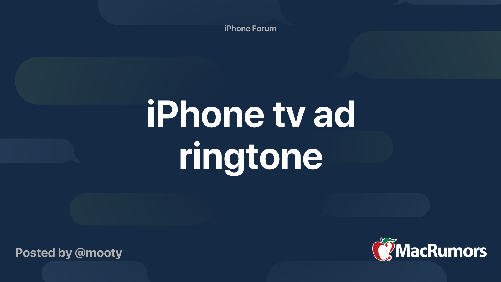 iPhone tv ad ringtone | MacRumors Forums