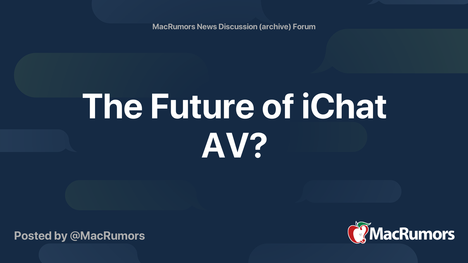 The Future of iChat AV? | MacRumors Forums
