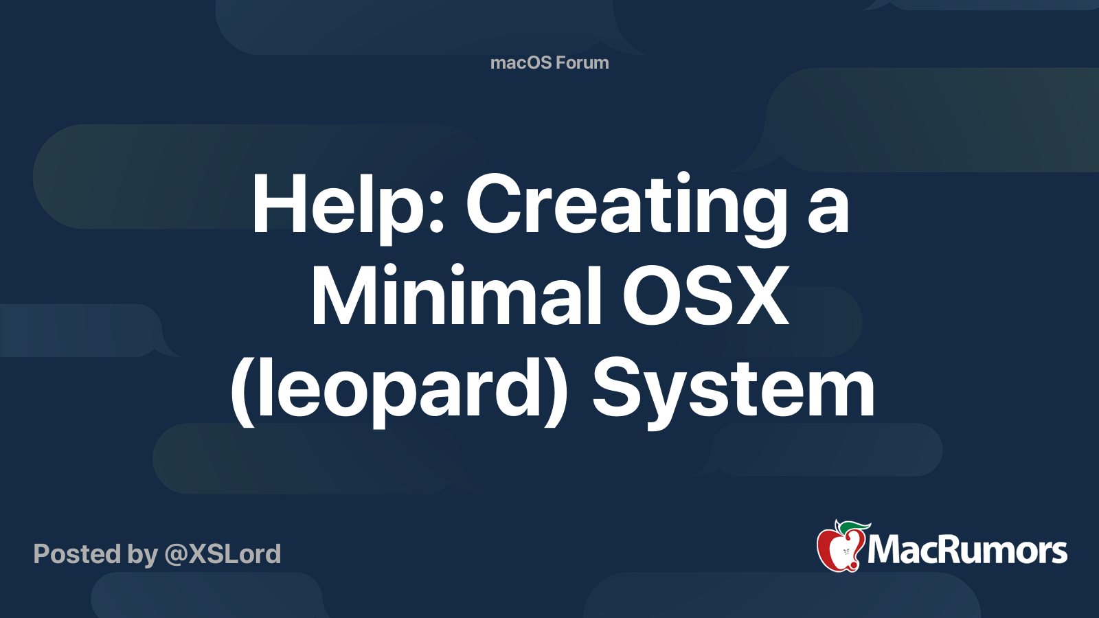 Help: Creating a Minimal OSX (leopard) System | MacRumors Forums