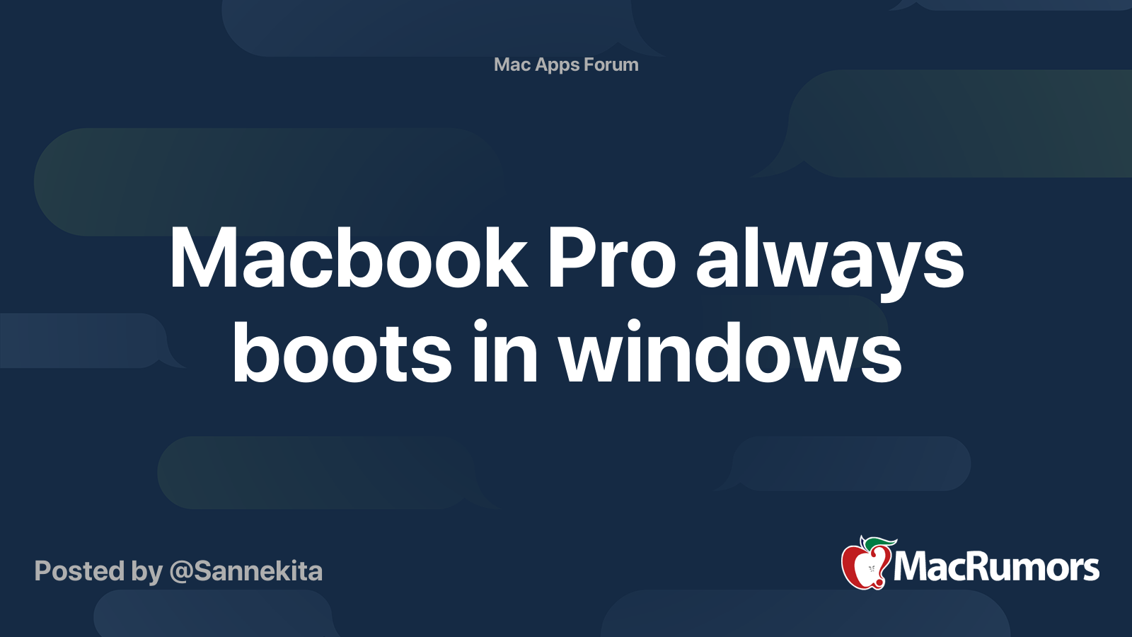 Macbook Pro always boots in windows | MacRumors Forums