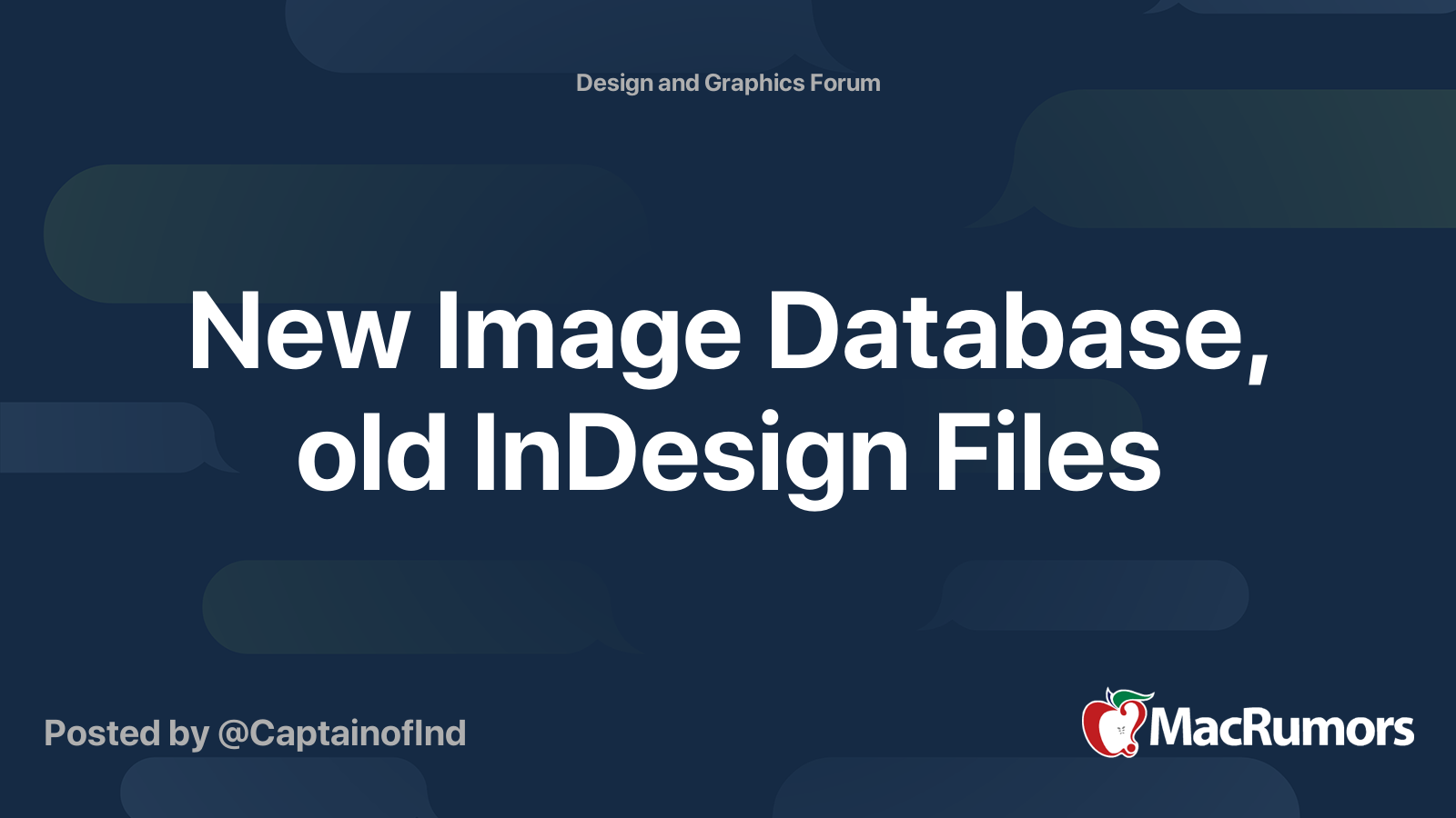 New Image Database, old InDesign Files | MacRumors Forums