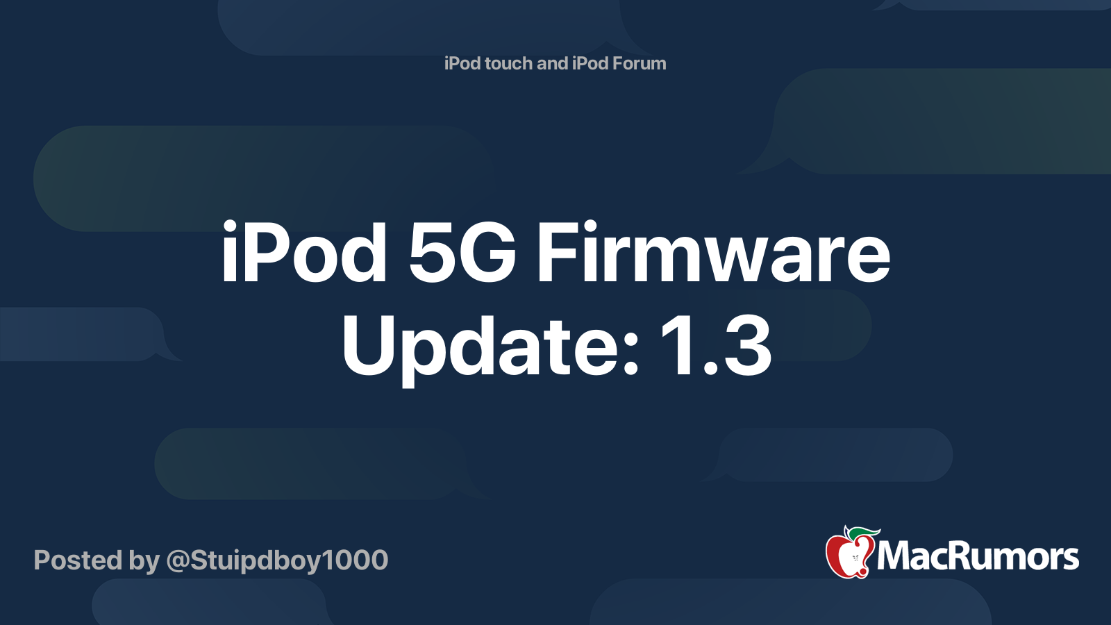 iPod 5G Firmware Update: 1.3 | MacRumors Forums