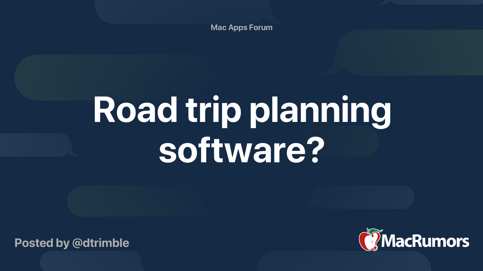 Road trip planning software? | MacRumors Forums