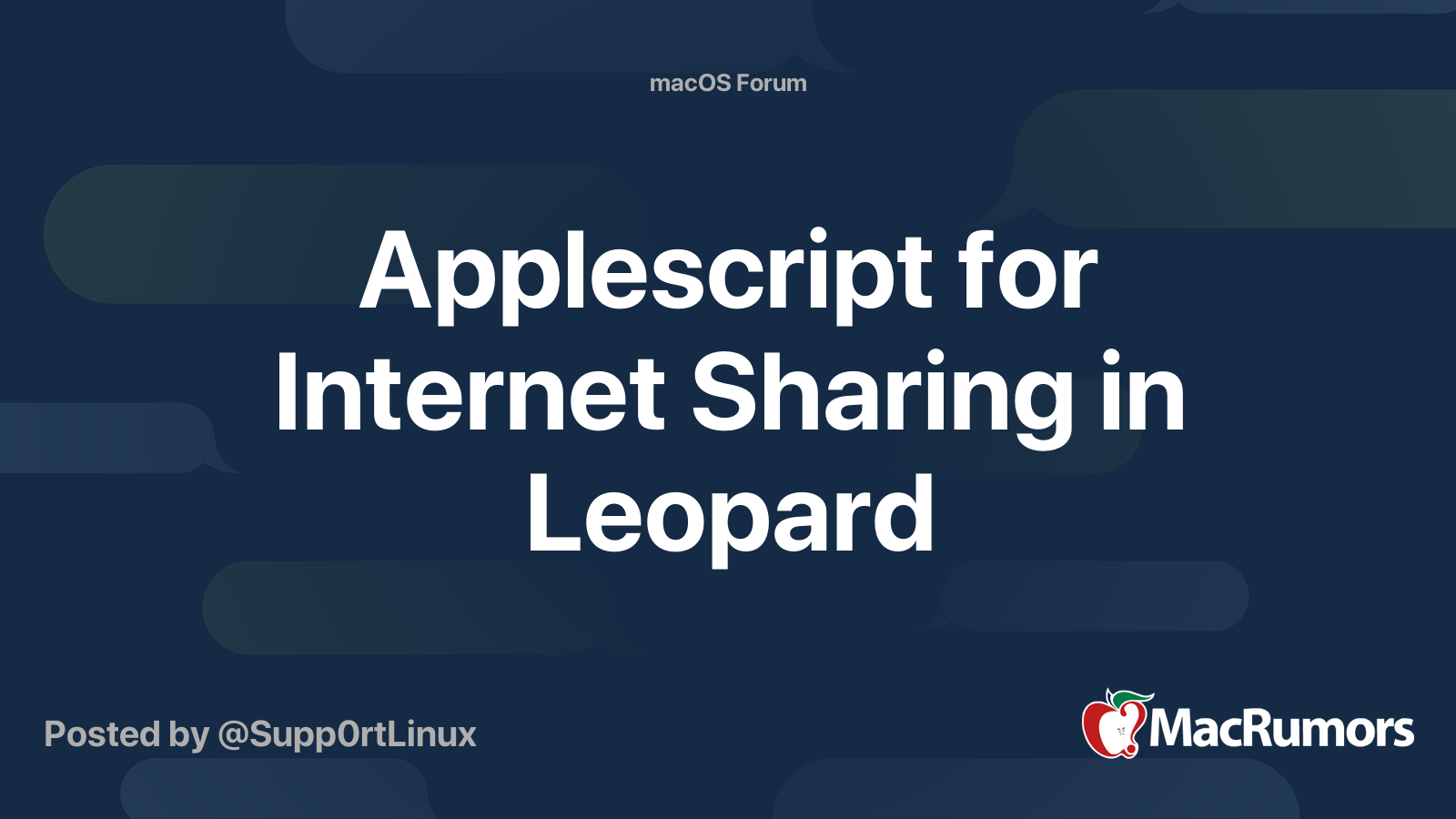 Applescript for Internet Sharing in Leopard | MacRumors Forums