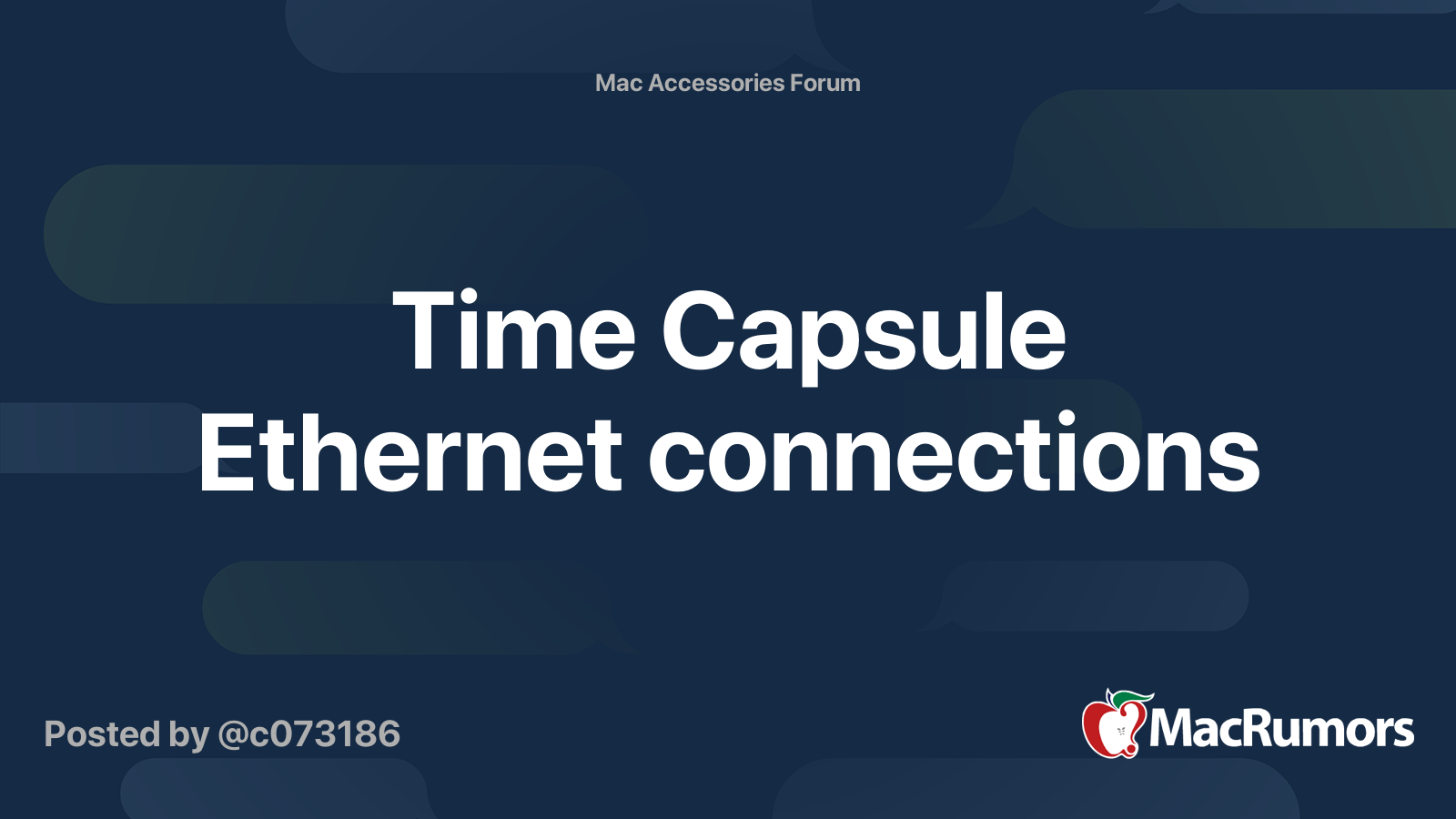 Time Capsule Ethernet connections | MacRumors Forums
