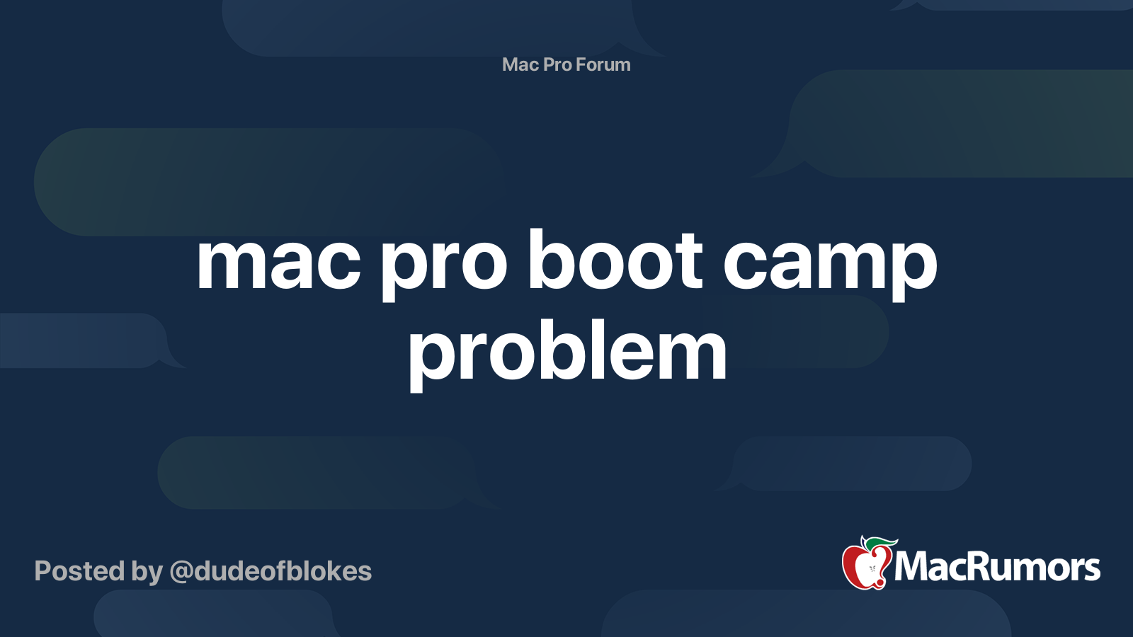 mac pro boot camp problem | MacRumors Forums