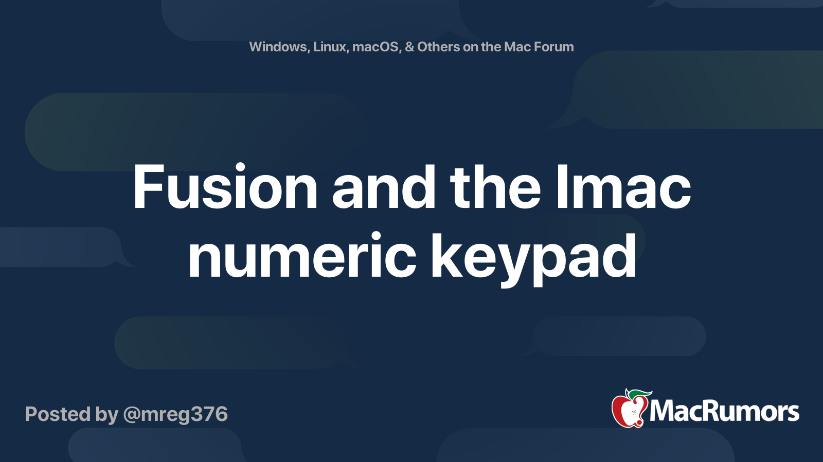 Fusion and the Imac numeric keypad | MacRumors Forums