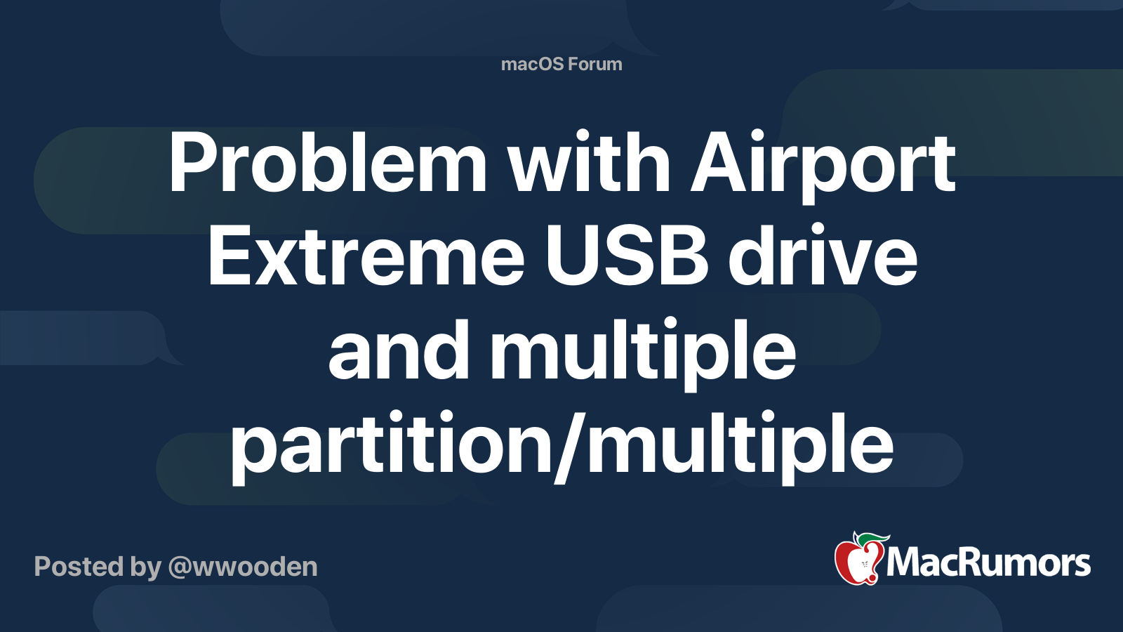 Problem with Airport Extreme USB drive and multiple partition/multiple TM's | MacRumors Forums