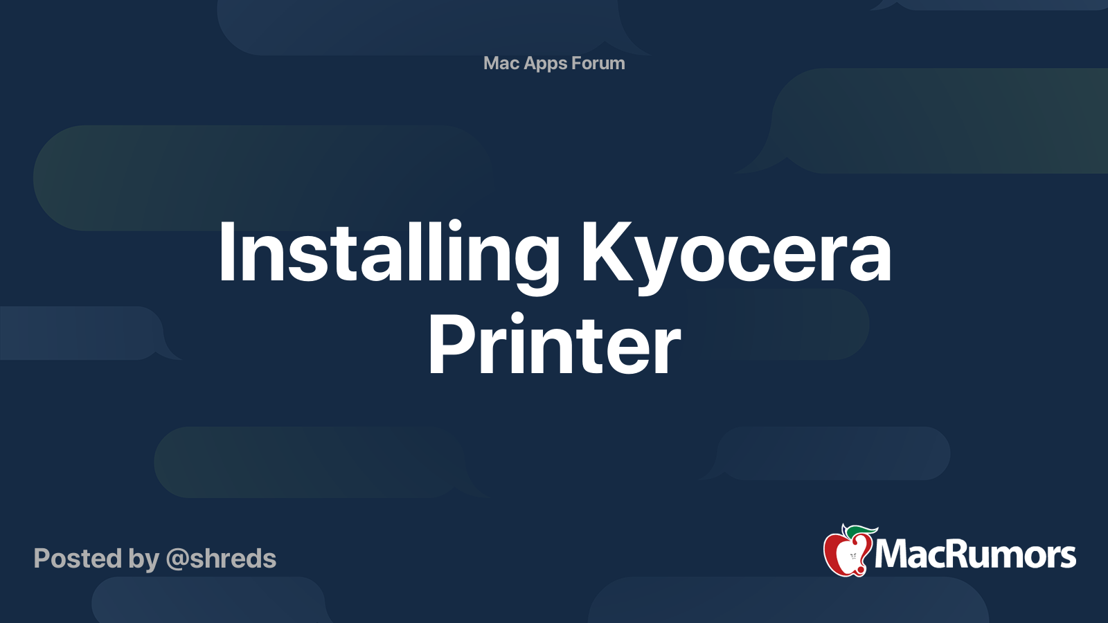 Installing Kyocera Printer | MacRumors Forums