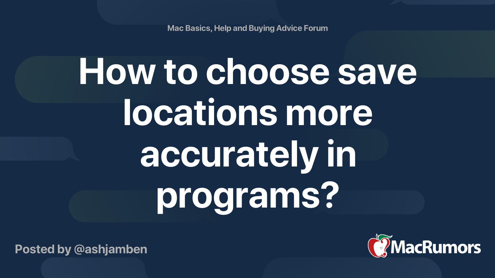 How to choose save locations more accurately in programs? | MacRumors ...