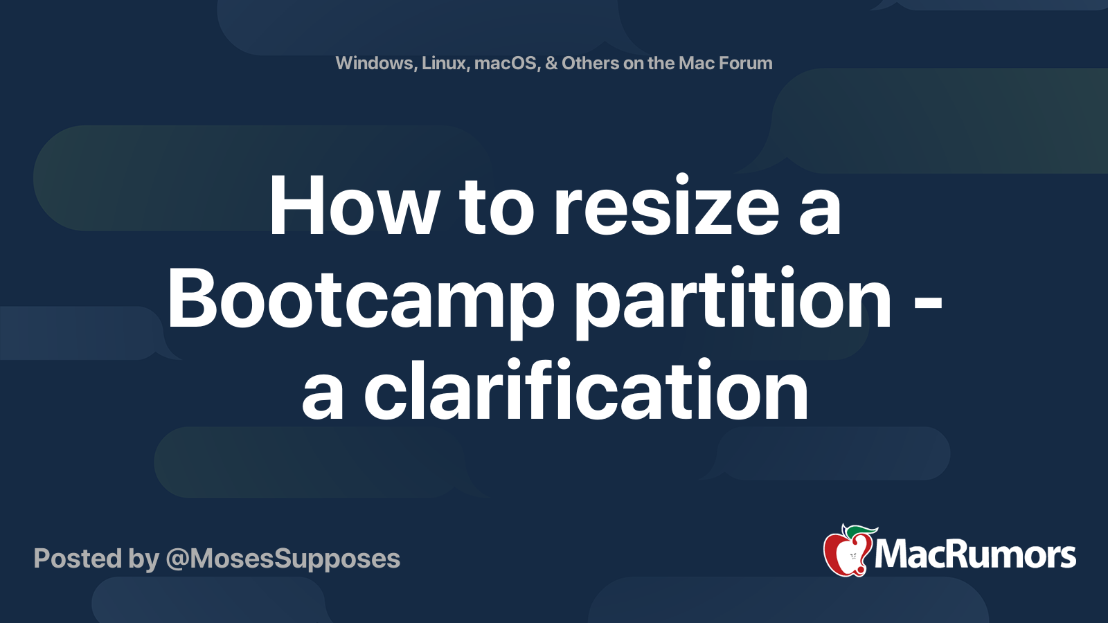 How to resize a Bootcamp partition - a clarification | MacRumors Forums