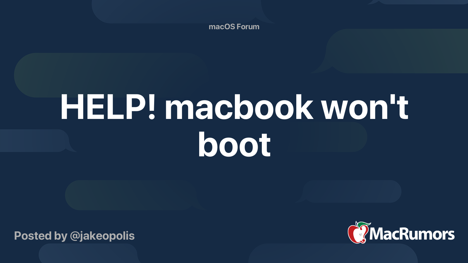 HELP! macbook won't boot | MacRumors Forums