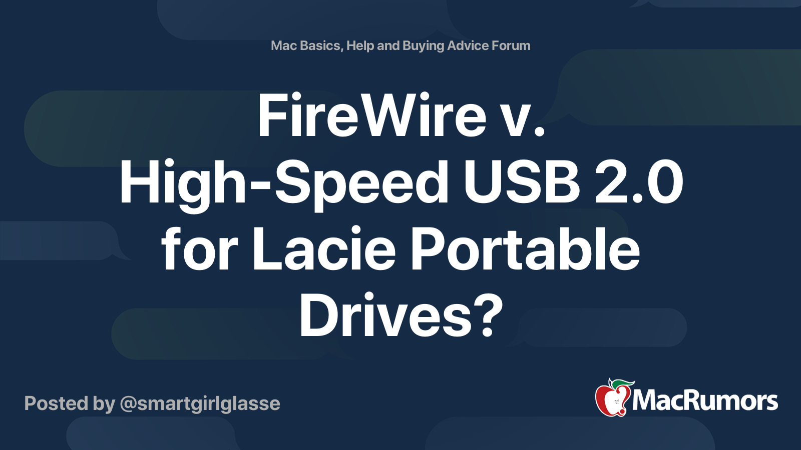 FireWire v. High-Speed USB 2.0 for Lacie Portable Drives? | MacRumors ...