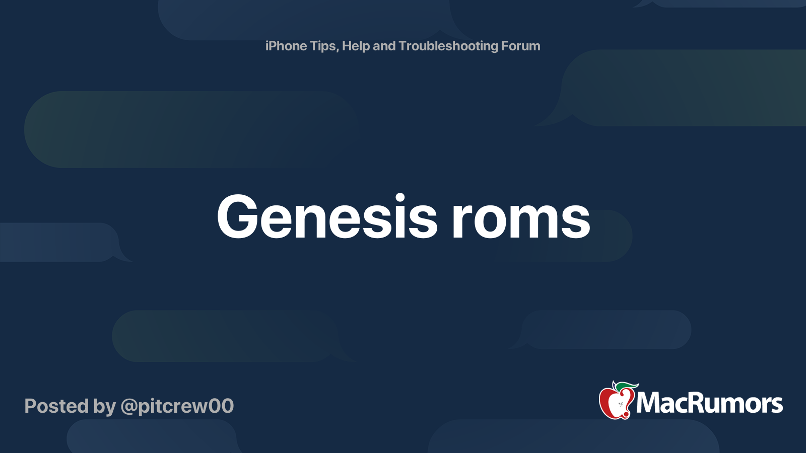Genesis roms | MacRumors Forums