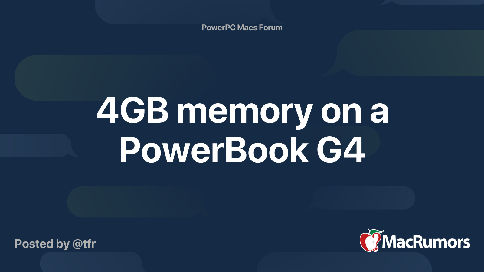 4GB memory on a PowerBook G4 | MacRumors Forums