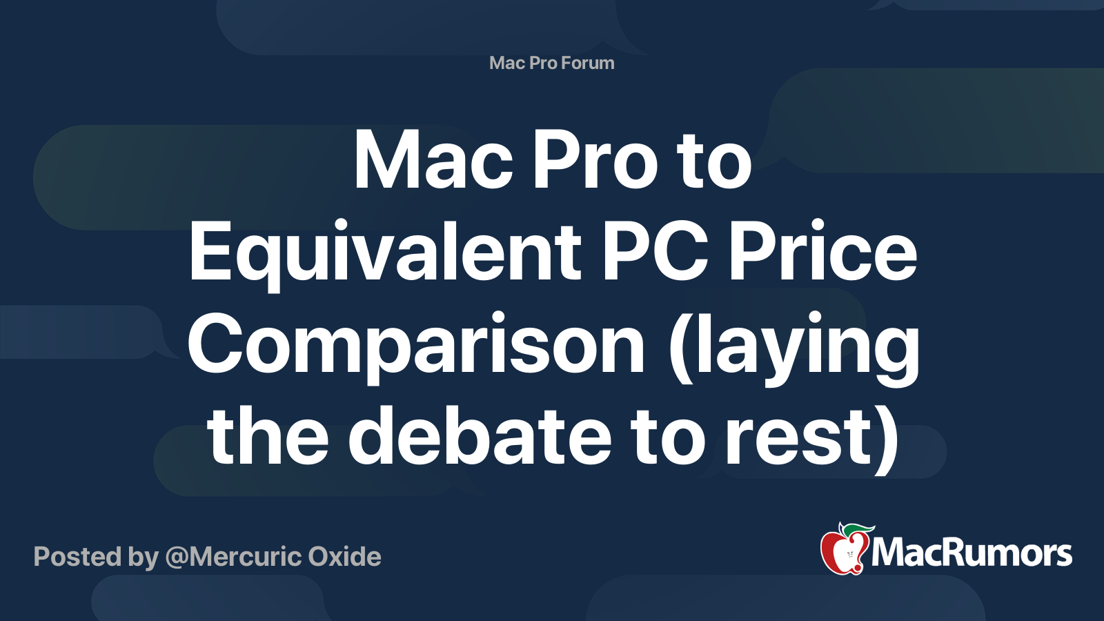 Mac Pro to Equivalent PC Price Comparison (laying the debate to rest ...