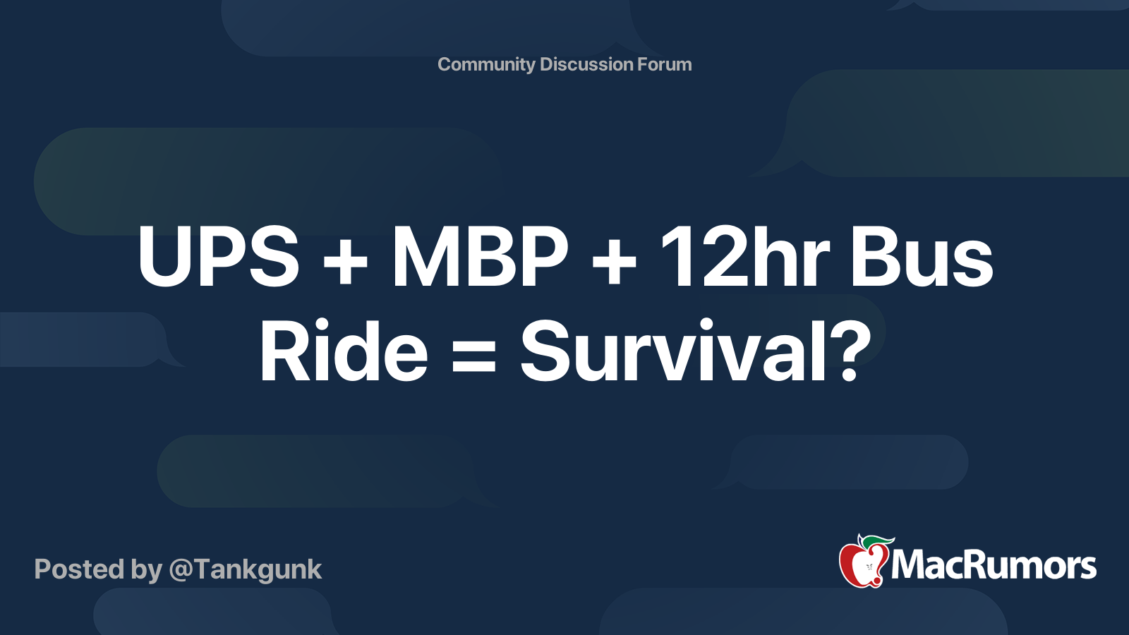 UPS + MBP + 12hr Bus Ride = Survival? | MacRumors Forums