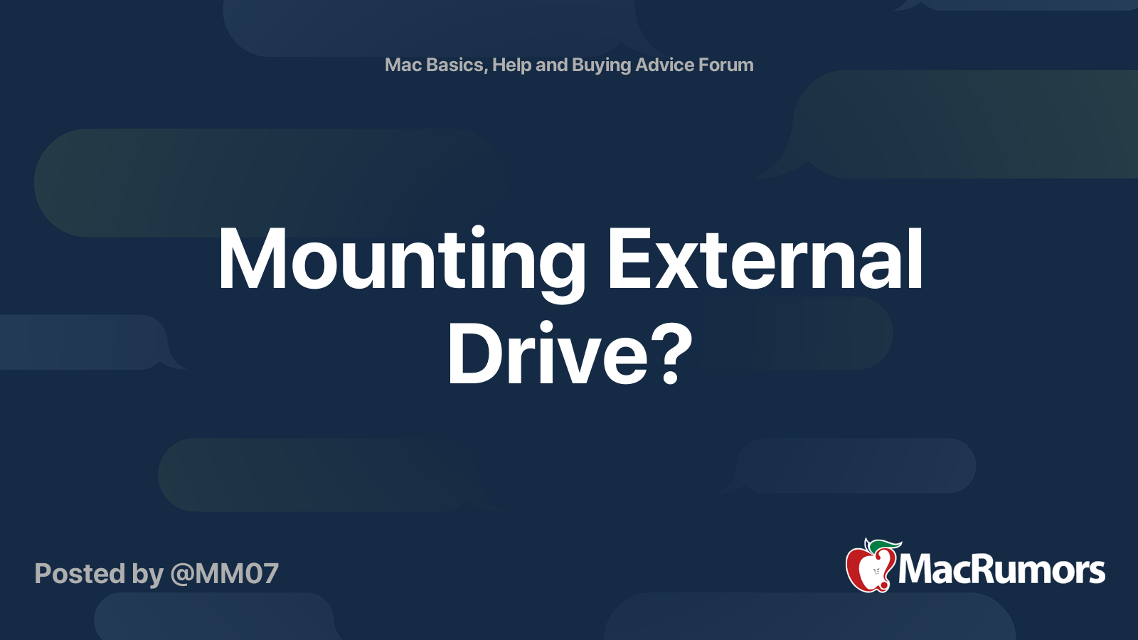 Mounting External Drive? | MacRumors Forums