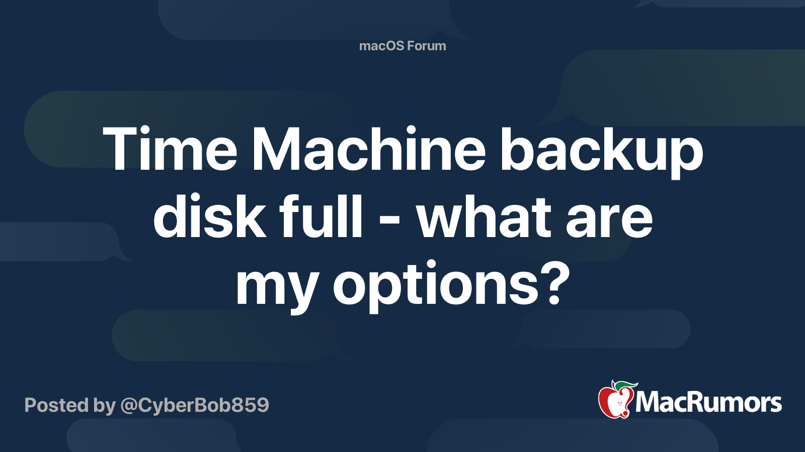 Time Machine Backup Disk Full What Are My Options Macrumors Forums