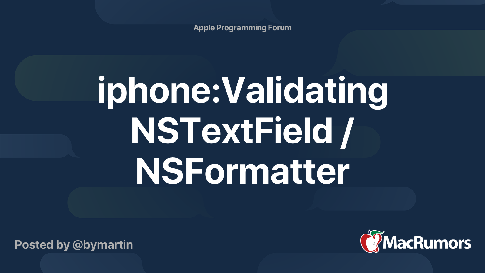 iphone:Validating NSTextField / NSFormatter | MacRumors Forums