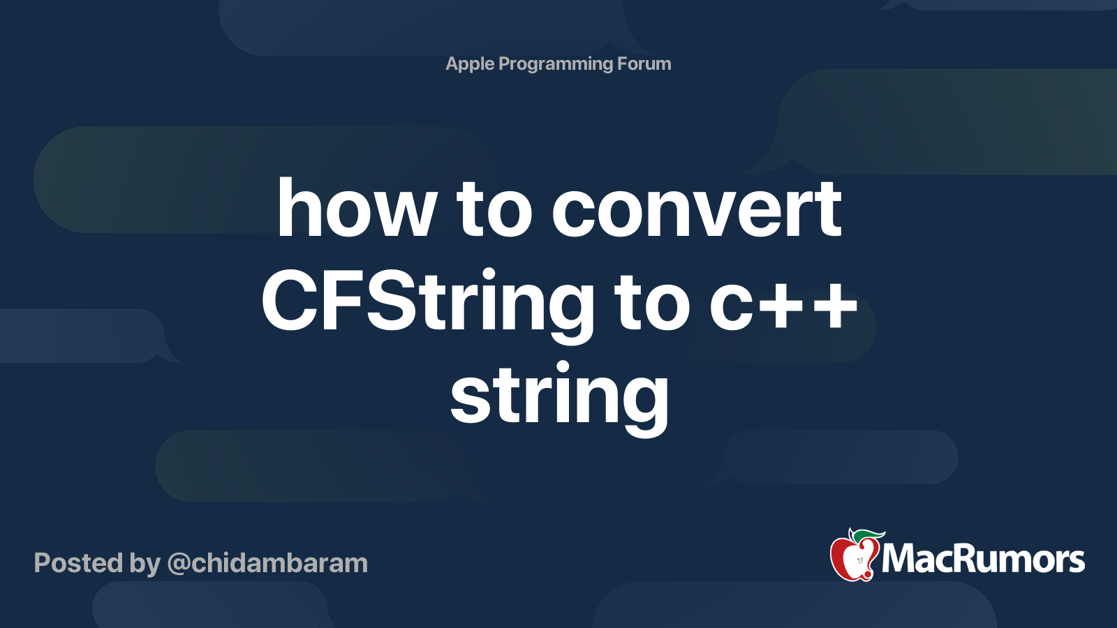 how to convert CFString to c++ string | MacRumors Forums