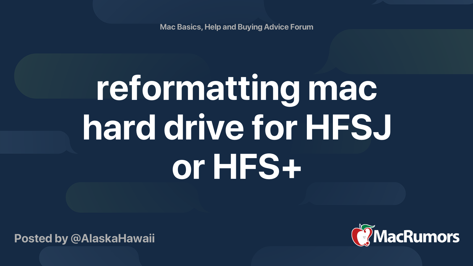 reformatting mac hard drive for HFSJ or HFS+ | MacRumors Forums