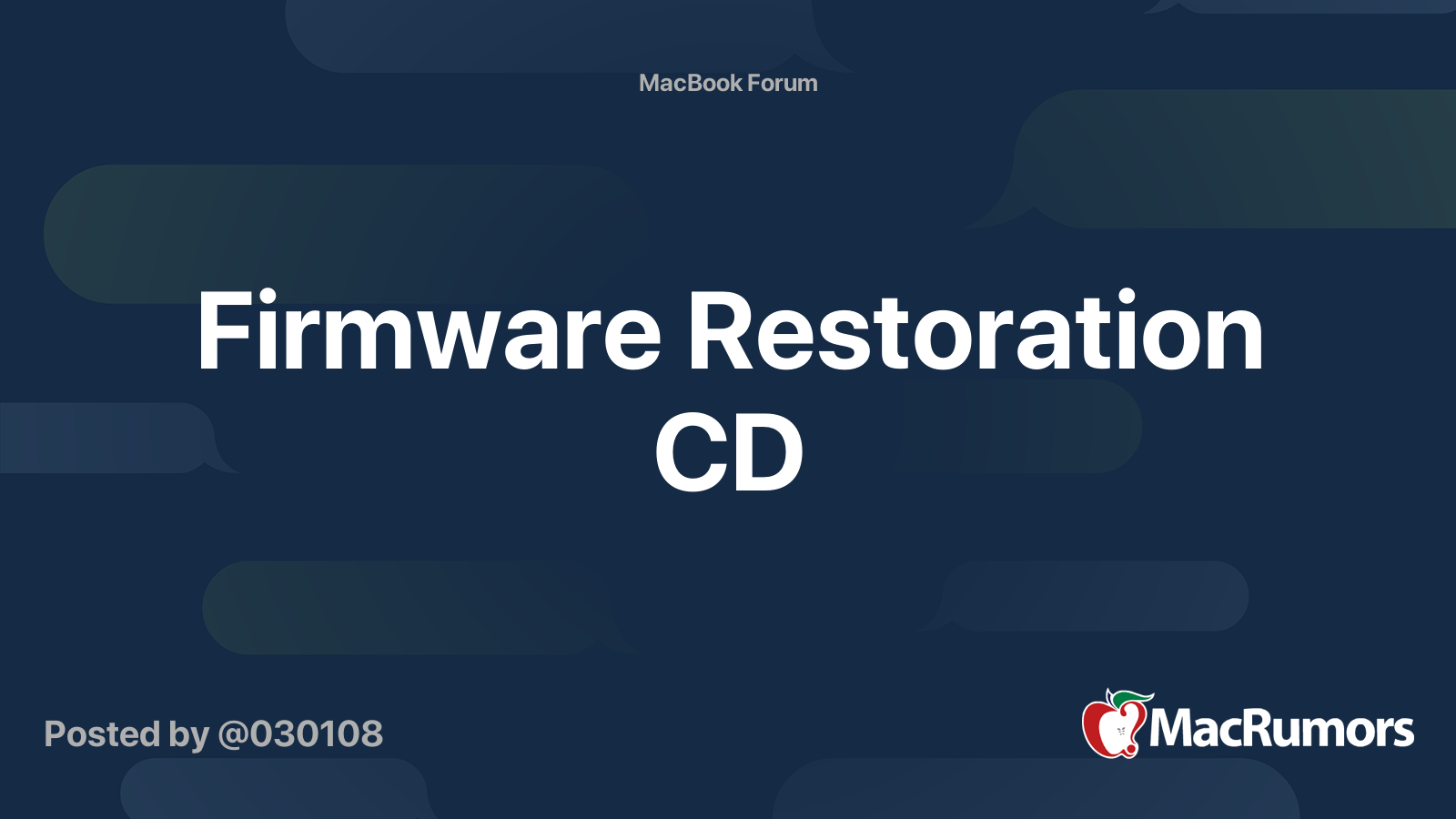 Firmware Restoration CD | MacRumors Forums