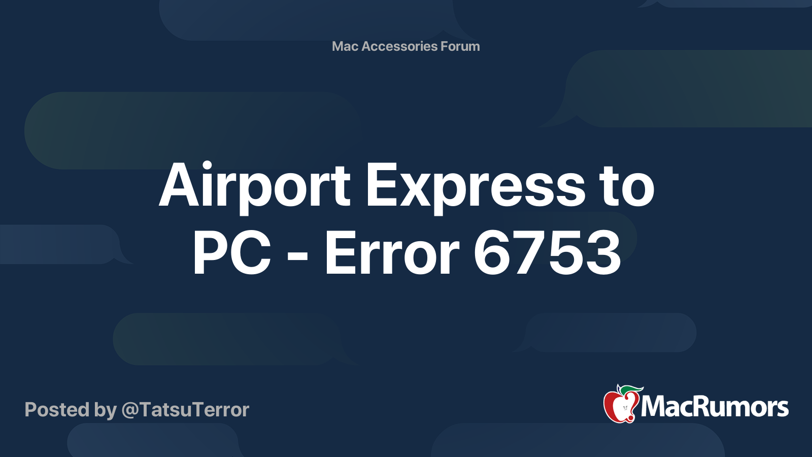 Airport Express to PC - Error 6753 | MacRumors Forums