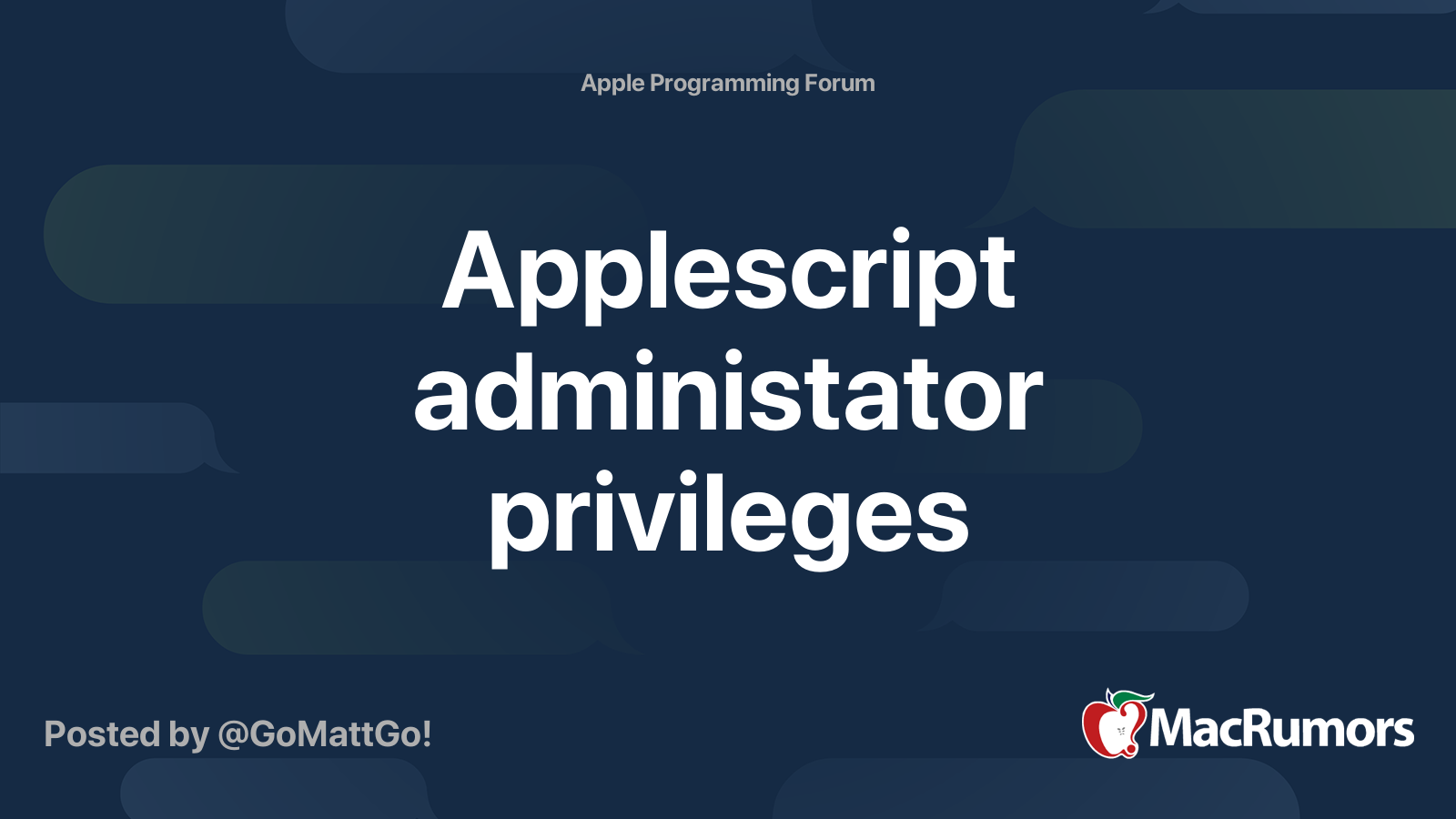 Applescript Administator Privileges Macrumors Forums 